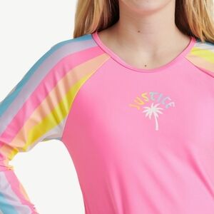 Justice | Swim | Justice Girls Pink Multicolor Striped Long Sleeves ...